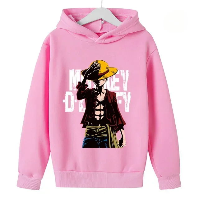 Pull one piece à capuche uni Luffy pour enfant - Univers Collection