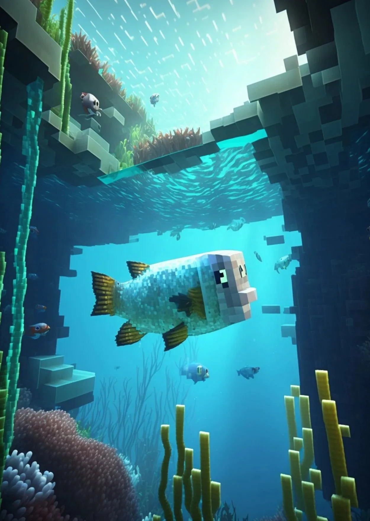 Tableau Minecraft Poisson - Univers Collection