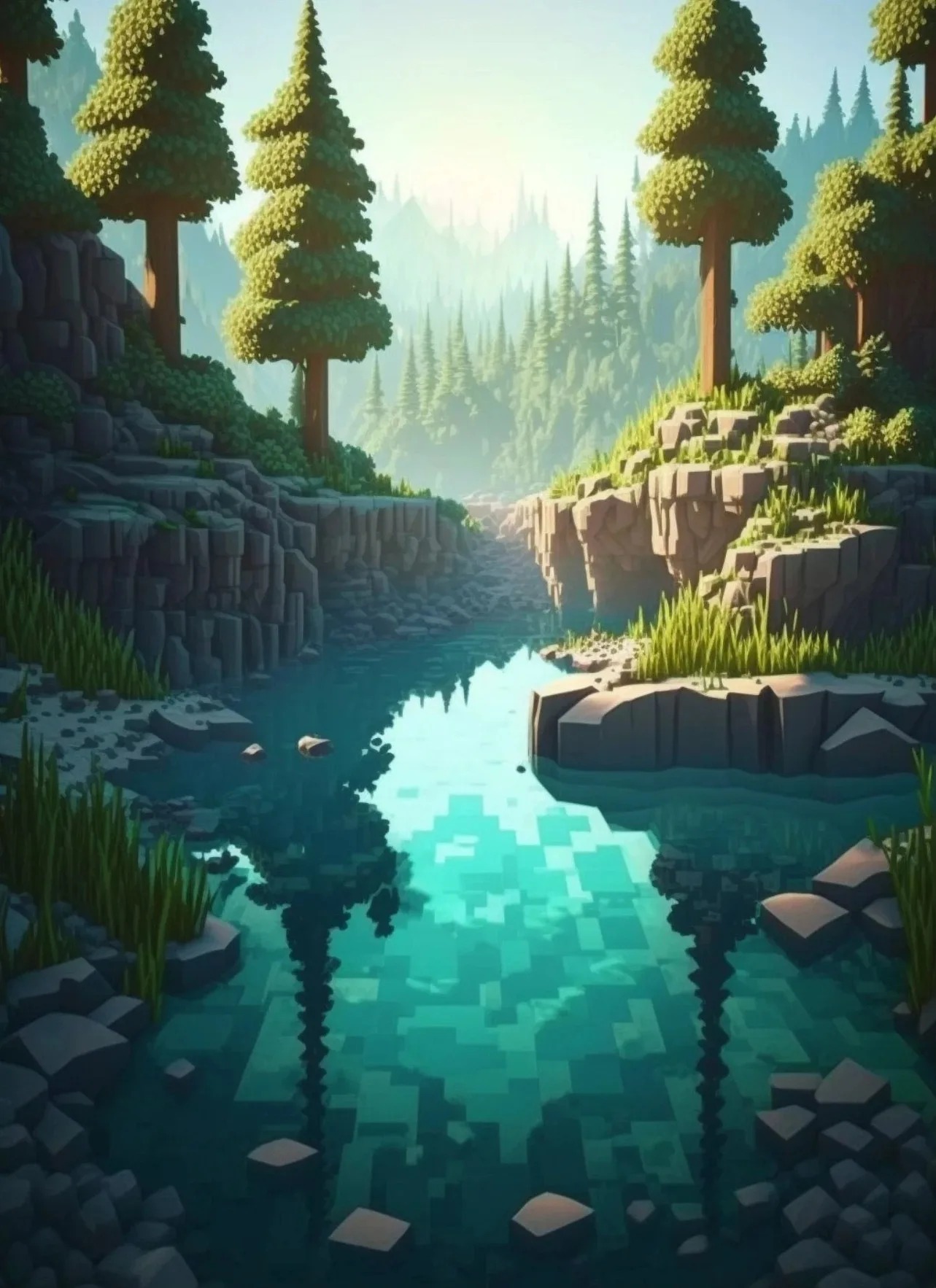 Tableau Minecraft Rivière - Univers Collection